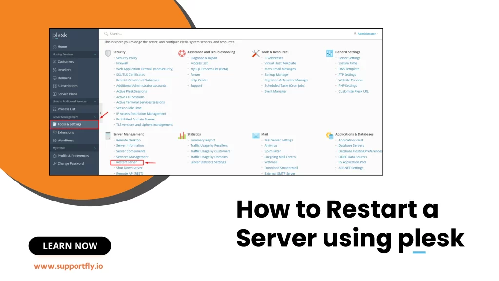 How to Restart a Server Using Plesk?