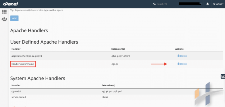 How To Add and Delete Apache Handlers In cPanel