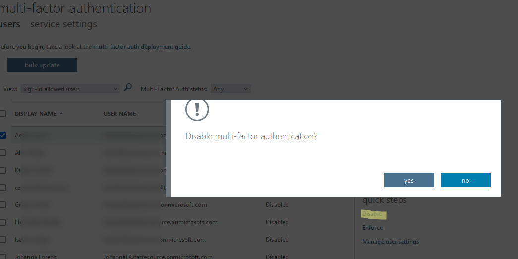 Guide to Disable Two-Factor Authentication (2FA) in Office 365